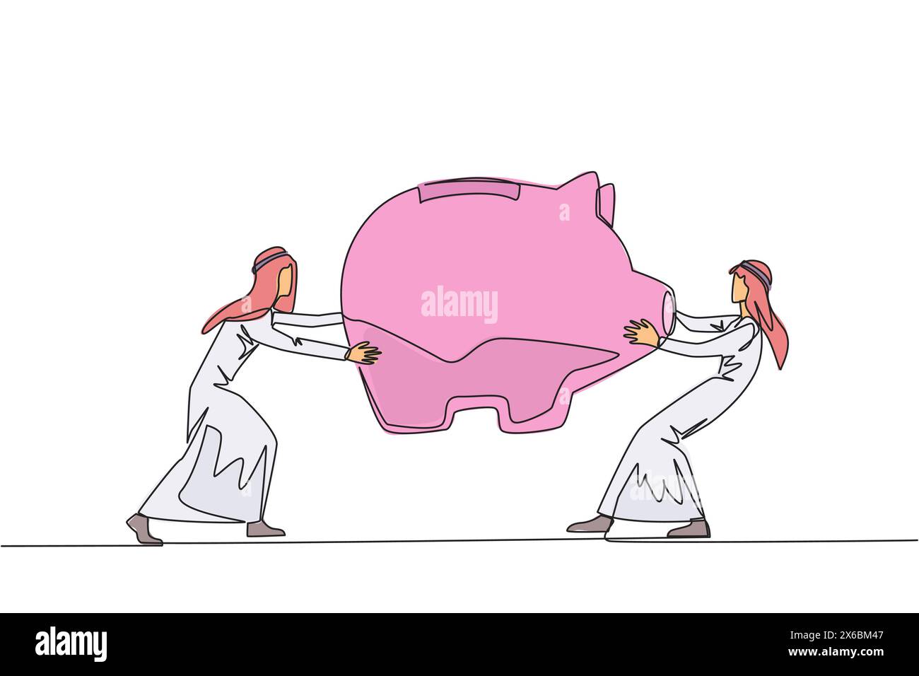 Single one line drawing two selfish Arabian businessman fighting over ...