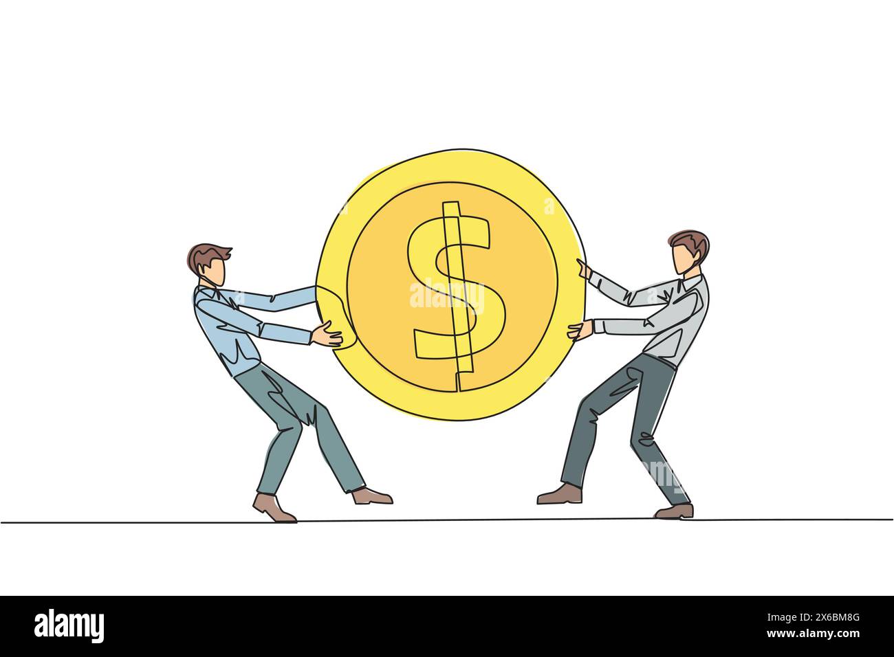 Continuous one line drawing two angry businessman fighting over the ...