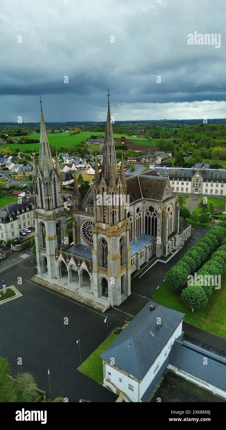 drone photo Pontmain Basilica France Europe Stock Photo - Alamy