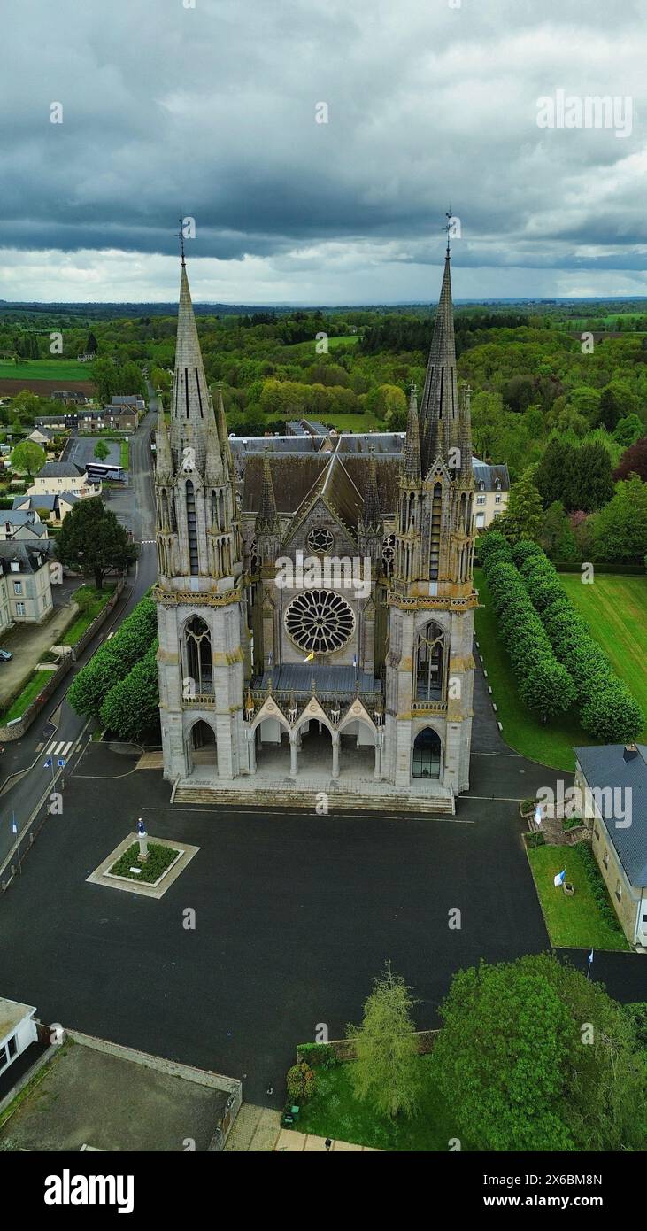 drone photo Pontmain Basilica France Europe Stock Photo - Alamy