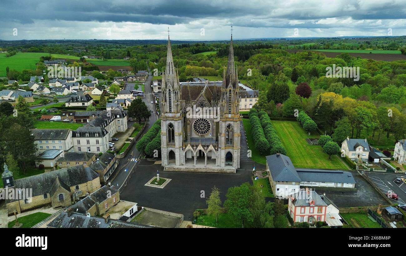 drone photo Pontmain Basilica France Europe Stock Photo - Alamy