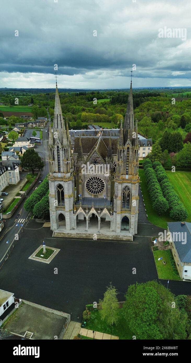 drone photo Pontmain Basilica France Europe Stock Photo - Alamy