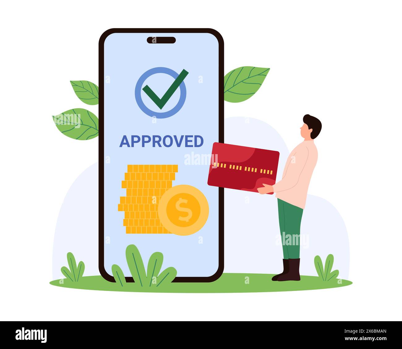 Financial transaction and payment approved, accounting, Tiny man ...