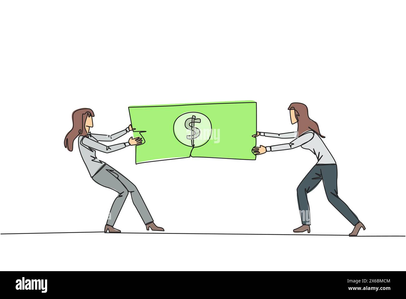 Single continuous line drawing two angry businesswoman fighting over ... Single continuous line drawing two angry businesswoman fighting over ...