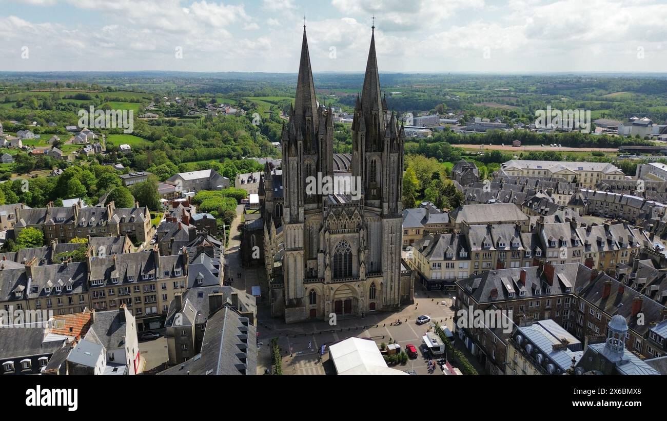 drone photo Coutances cathedral France Europe Stock Photo - Alamy