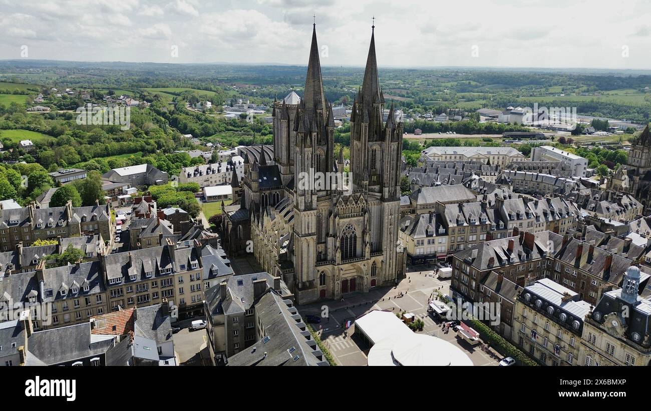 drone photo Coutances cathedral France Europe Stock Photo - Alamy