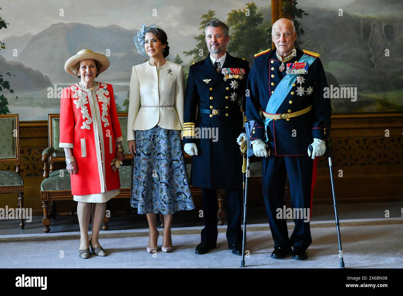 Oslo 20240514.King Harald and Queen Sonja receive King Frederik and ...