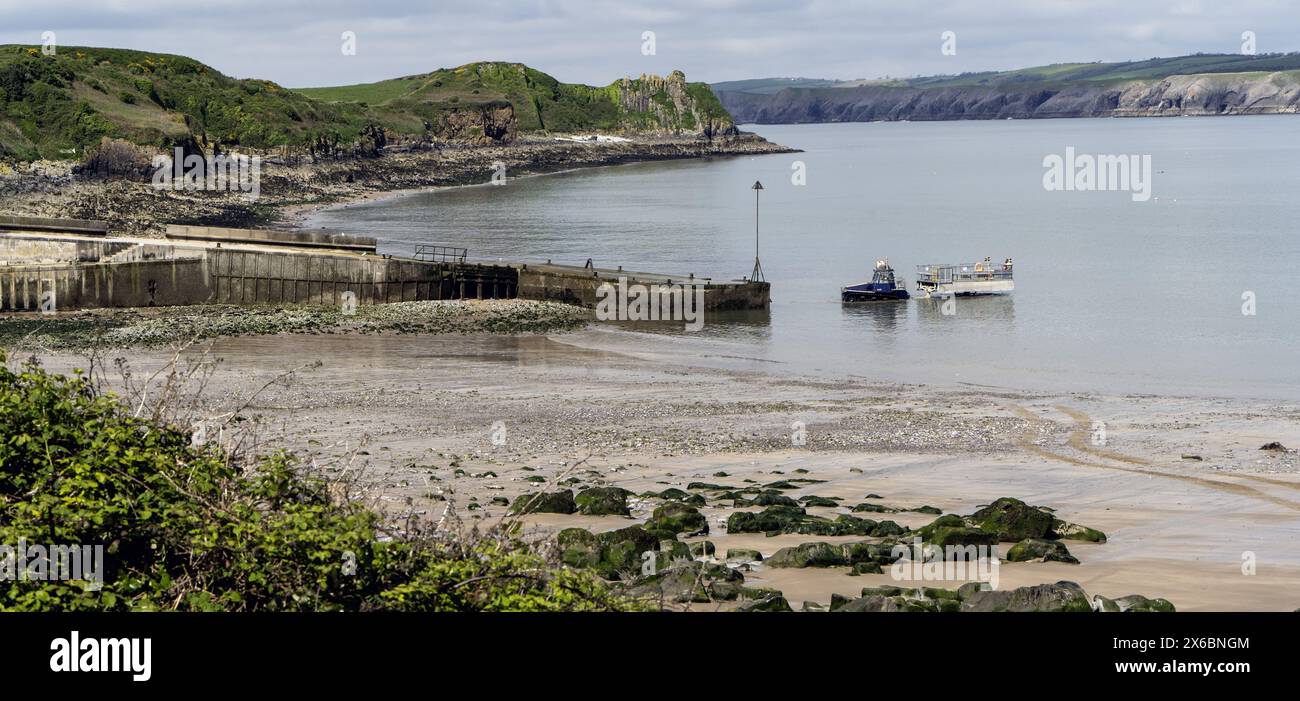 Landscape view of Priory Beach, Caldey Island, Tenby, Pembrokeshire ...