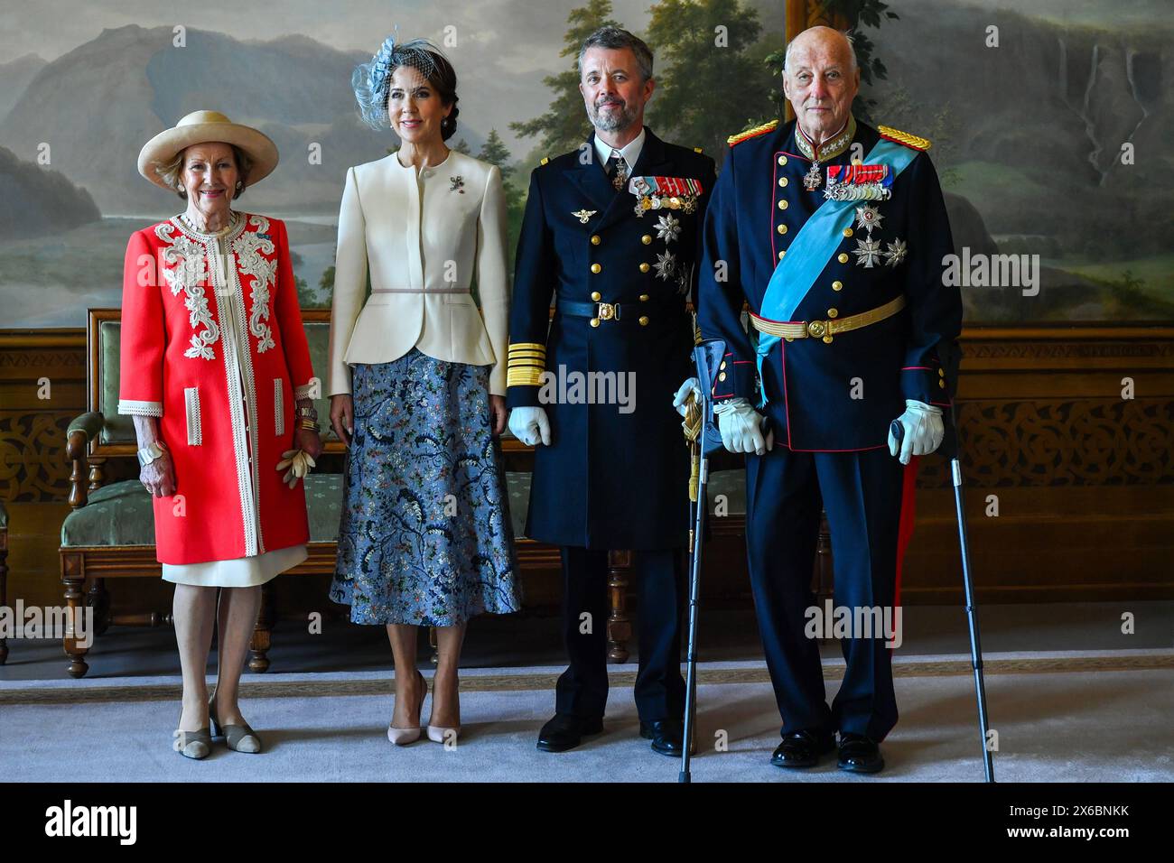 Oslo 20240514.King Harald and Queen Sonja receive King Frederik and ...