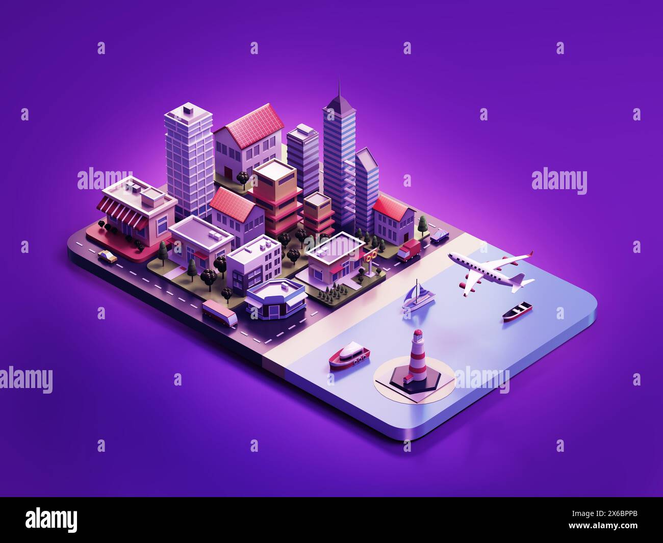 Isometric city 3d illustration Stock Photo - Alamy