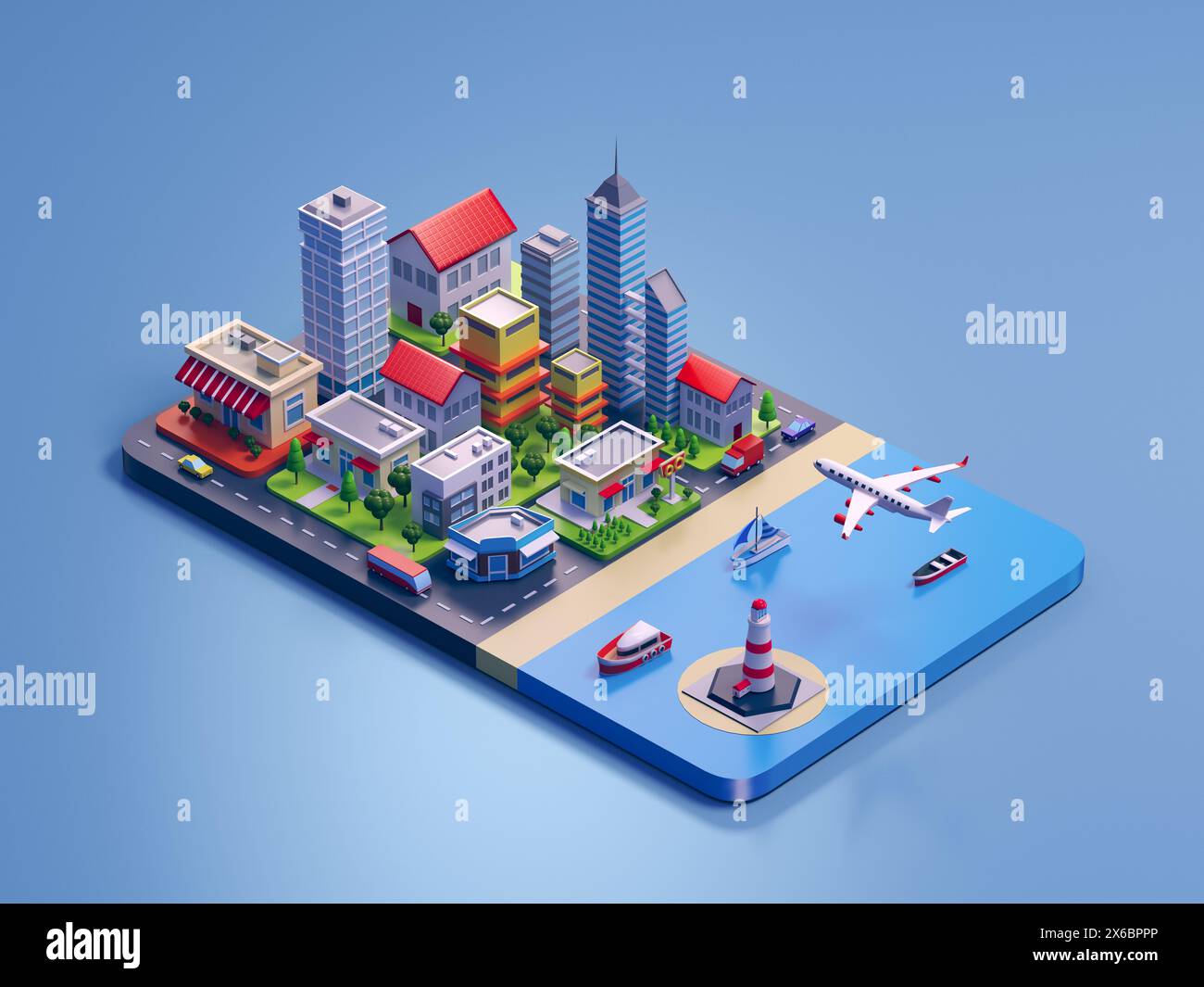 Isometric city 3d illustration Stock Photo - Alamy