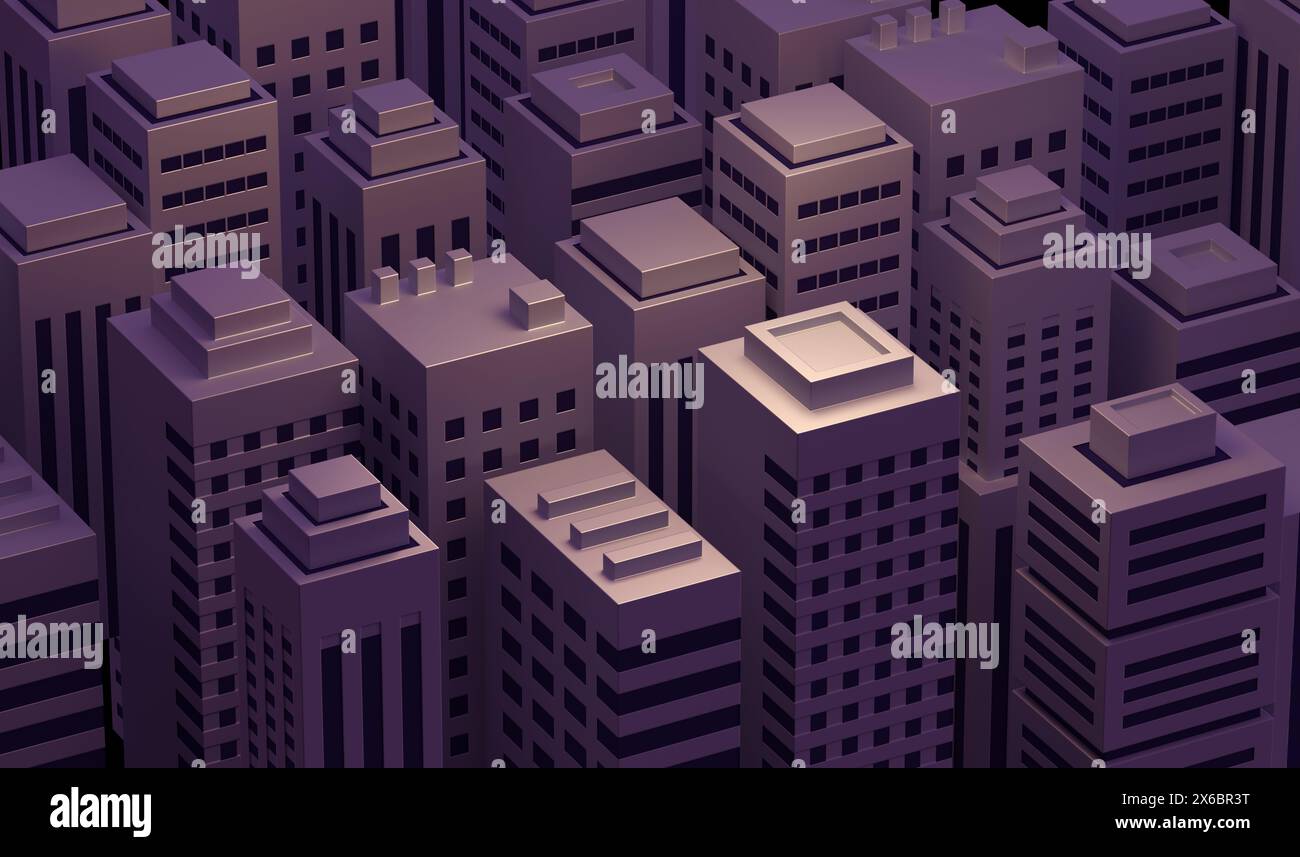 Isometric night city 3d illustration Stock Photo - Alamy