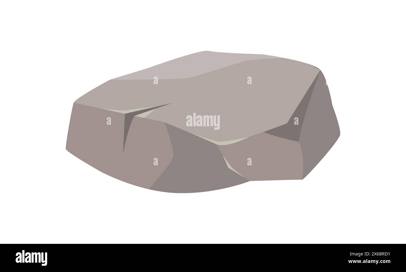 Gray granite stone, rock boulder material of broken basalt cliff vector illustration Stock ...