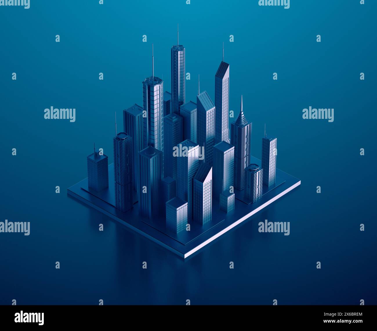 Isometric chrome city 3d illustration Stock Photo - Alamy