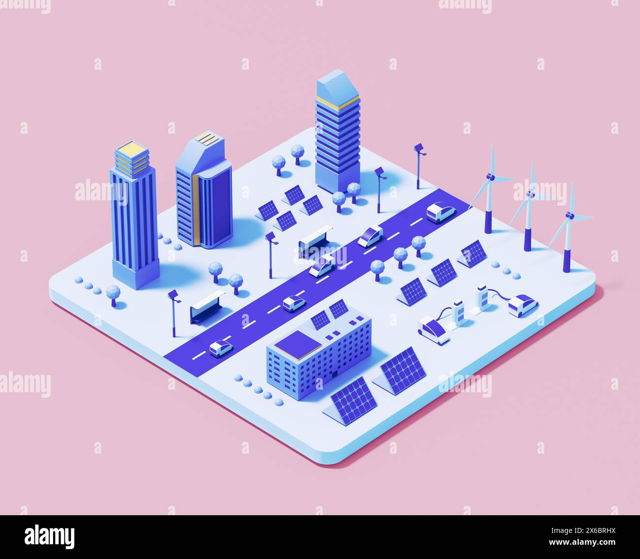 Isometric city realistic 3d illustration Stock Photo - Alamy