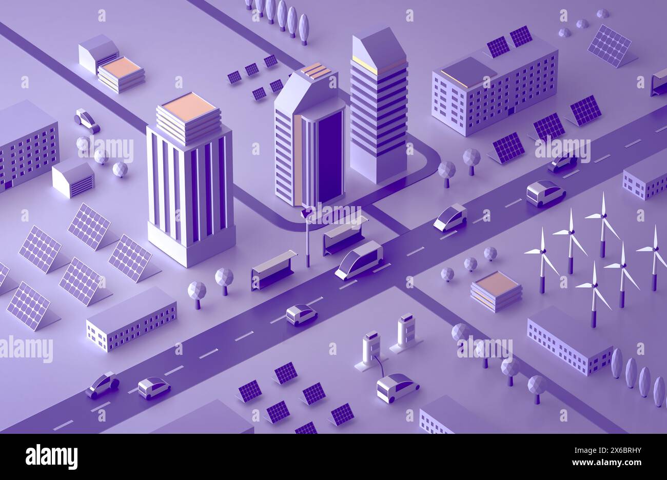 Isometric city realistic 3d illustration Stock Photo - Alamy
