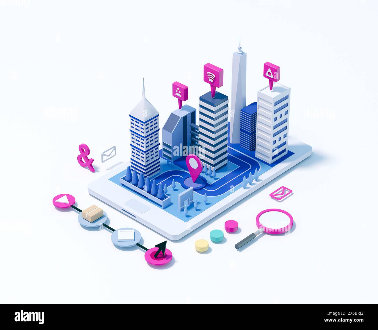 Isometric city realistic 3d illustration Stock Photo - Alamy