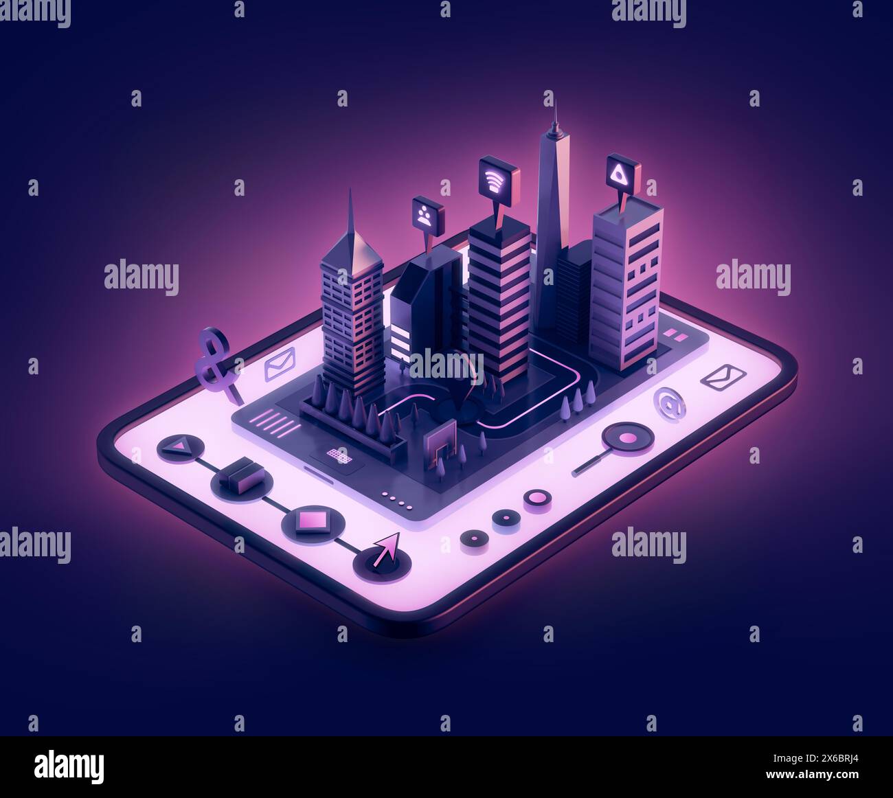 Isometric city realistic 3d illustration Stock Photo - Alamy
