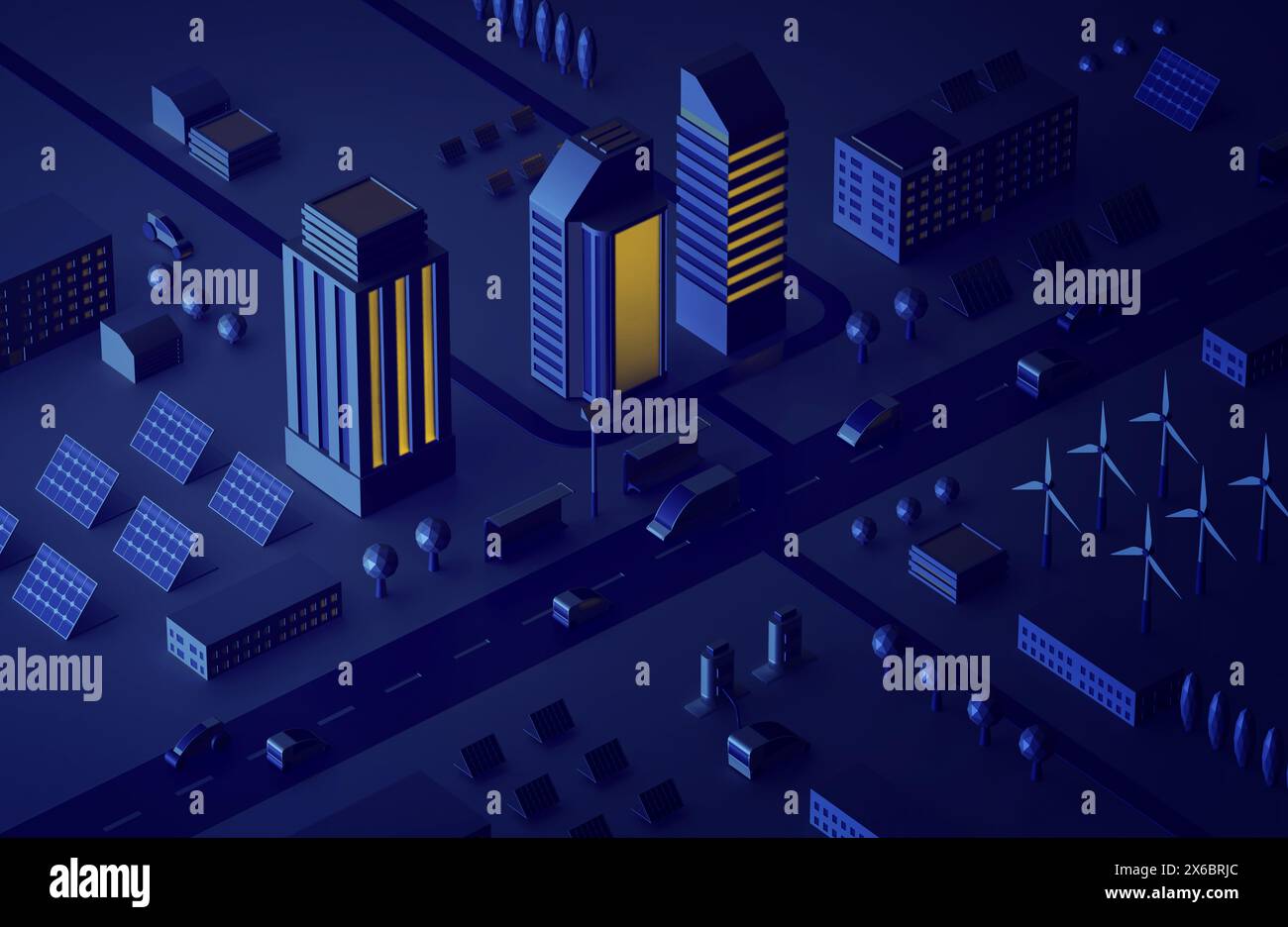 Isometric city realistic 3d illustration Stock Photo - Alamy