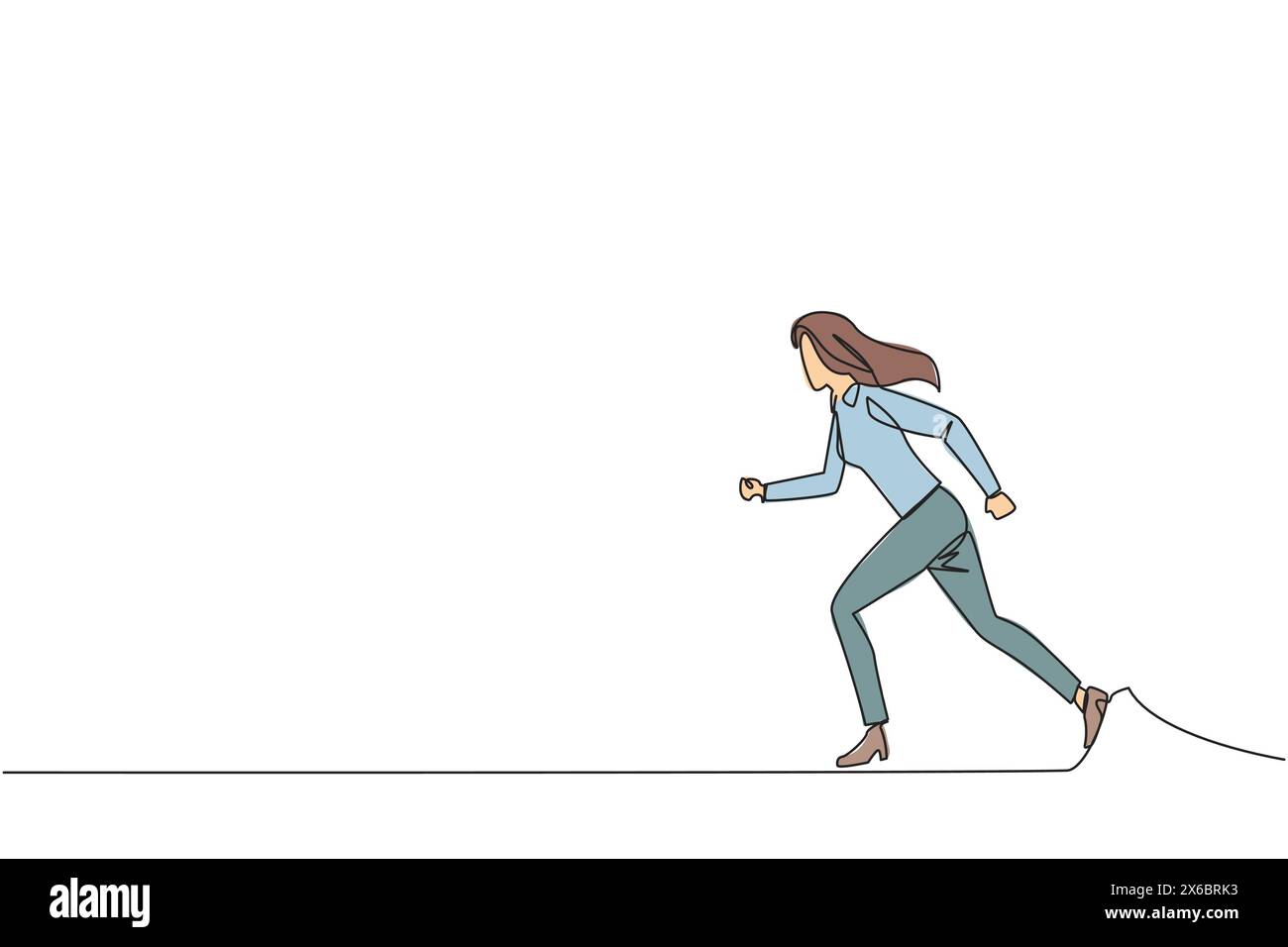 Single continuous line drawing young businesswoman doing light exercise ...