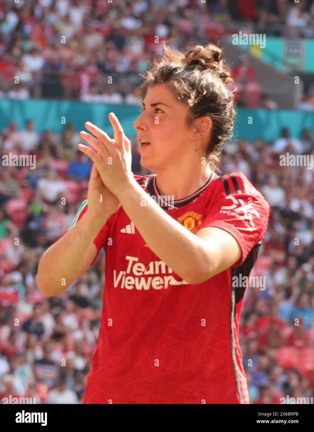 LONDON, ENGLAND - Lucia Garcia of Manchester United Women applause they ...