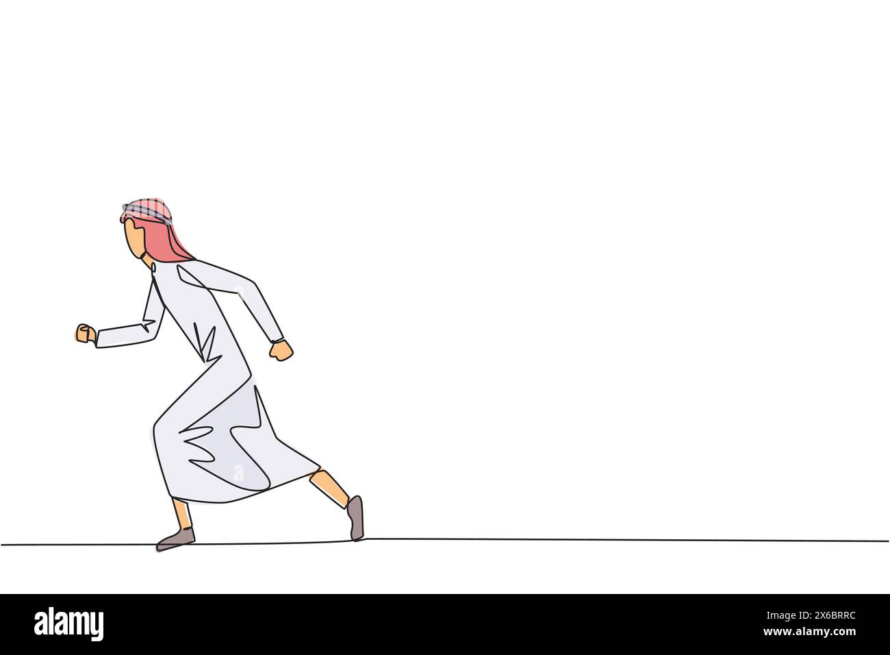 Single continuous line drawing Arabian businessman leisurely strolling ... Single continuous line drawing Arabian businessman leisurely strolling ...