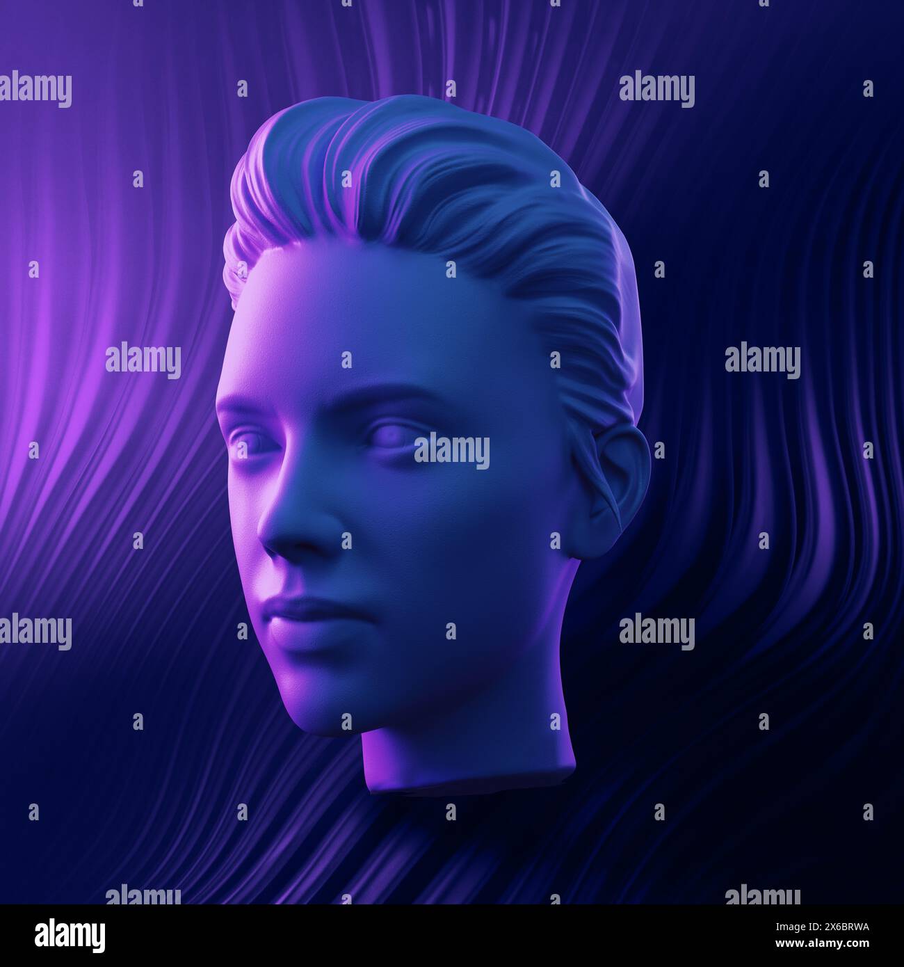 Futuristic abstract portrait CGI 3d - cyberpunk style, Not gen Ai Stock ...