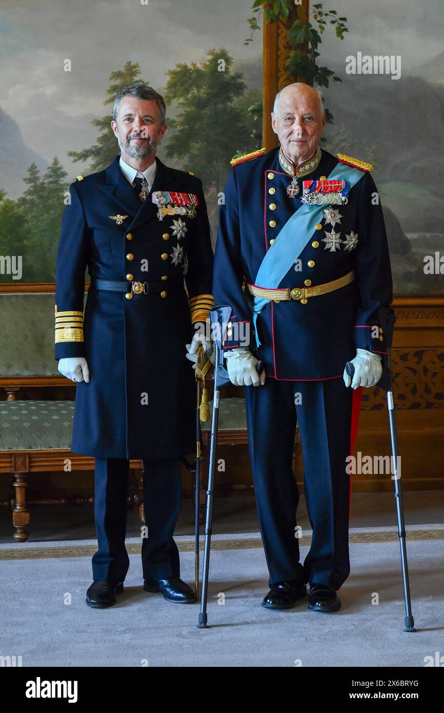 Oslo 20240514.King Frederik of Denmark and King Harald in the Bird Room ...
