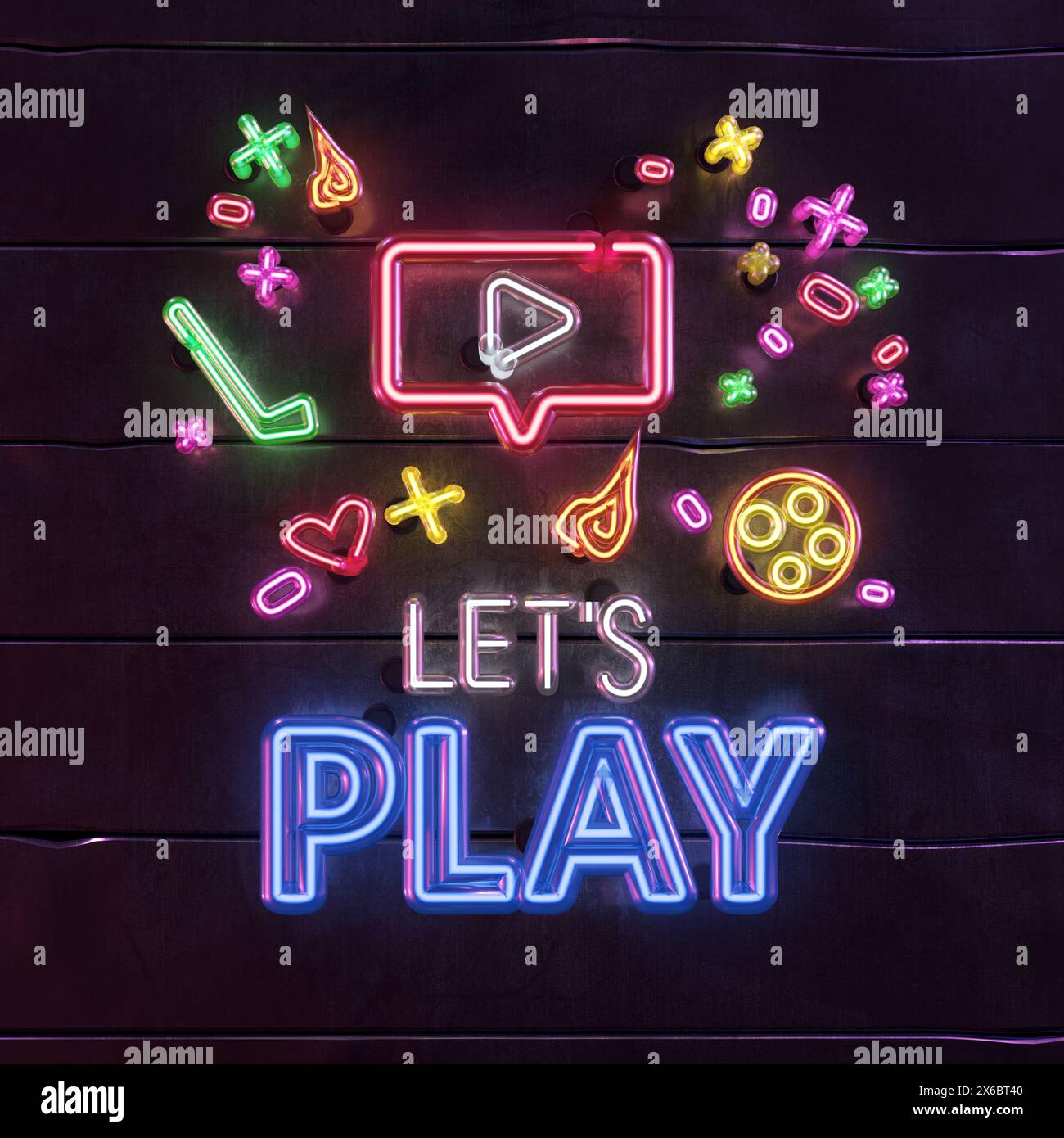 Lets play game neon symbol hi-res stock photography and images - Alamy