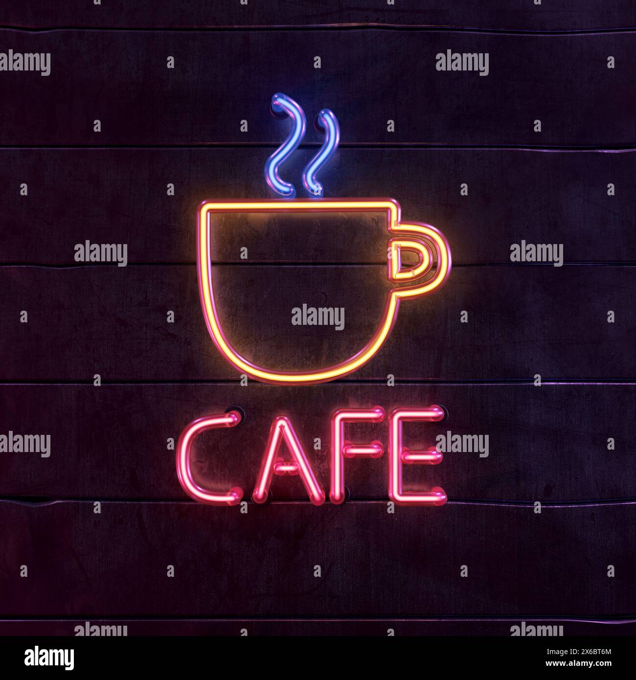 Realistic neon sign text - cafe, Not gen Ai Stock Photo - Alamy