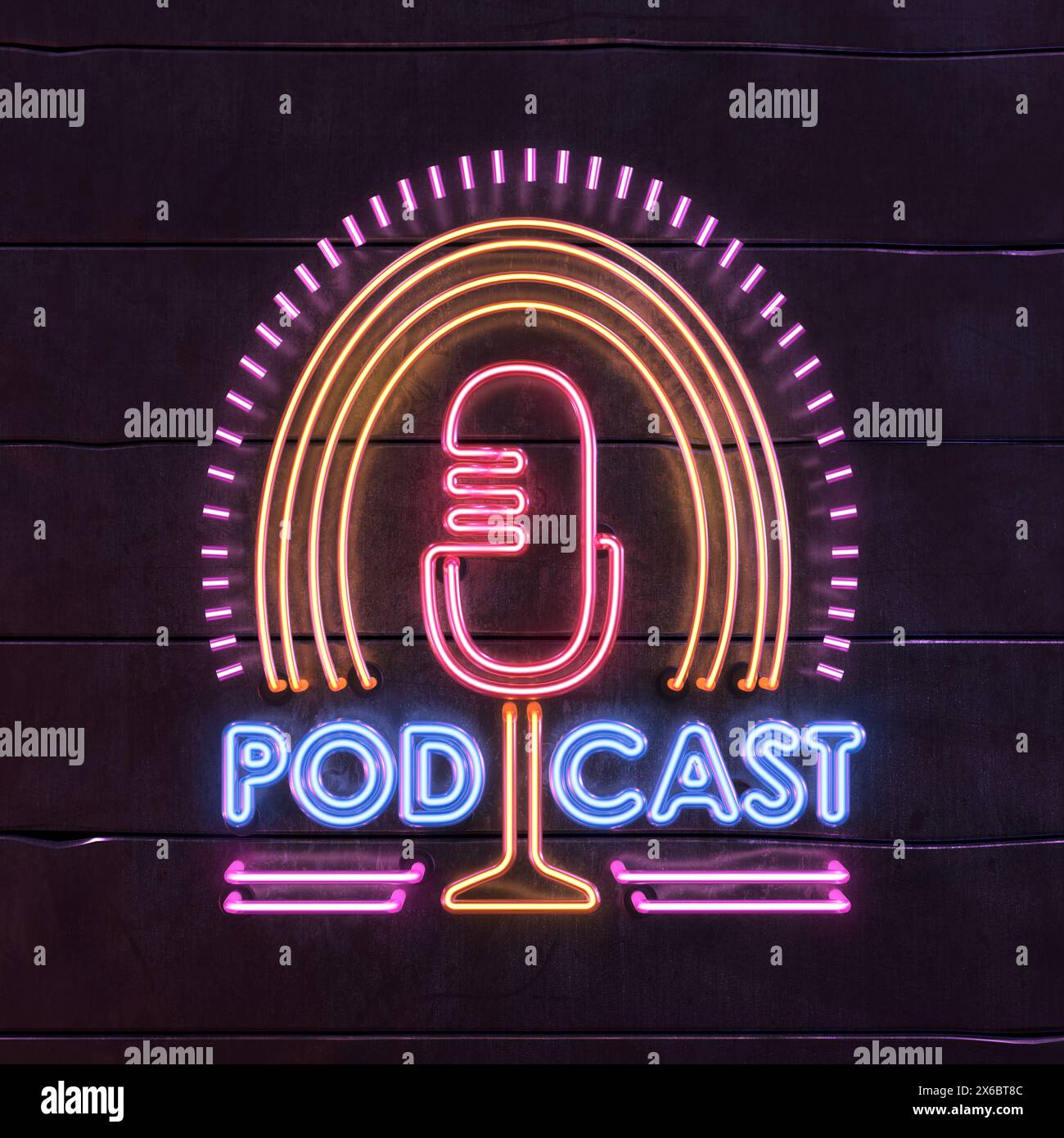 Realistic neon sign text - Podcast, Not gen Ai Stock Photo - Alamy