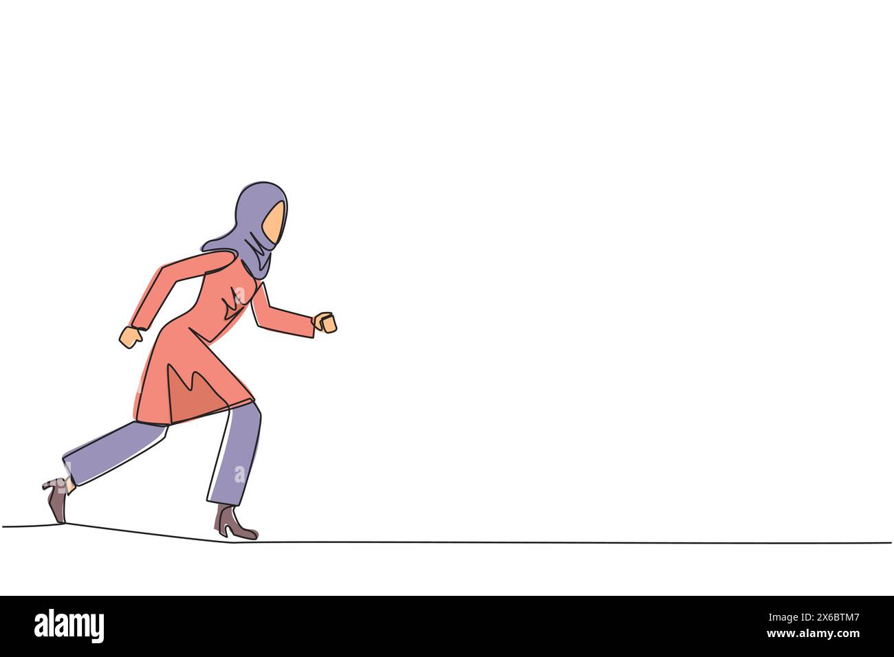 Single one line drawing Arabian businesswoman leisurely strolling ... Single one line drawing Arabian businesswoman leisurely strolling ...