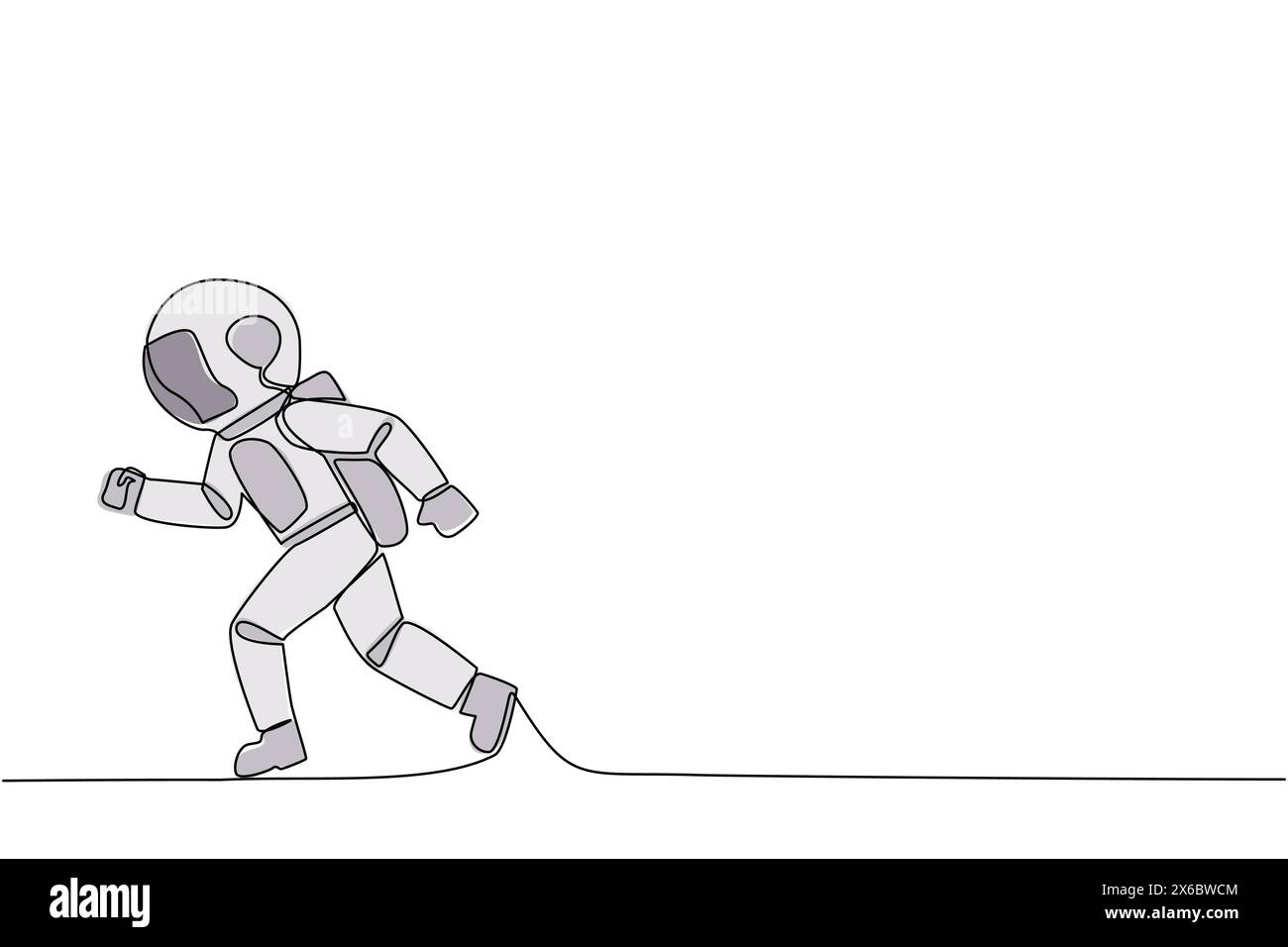 Single continuous line drawing astronaut doing light exercise. Running ...