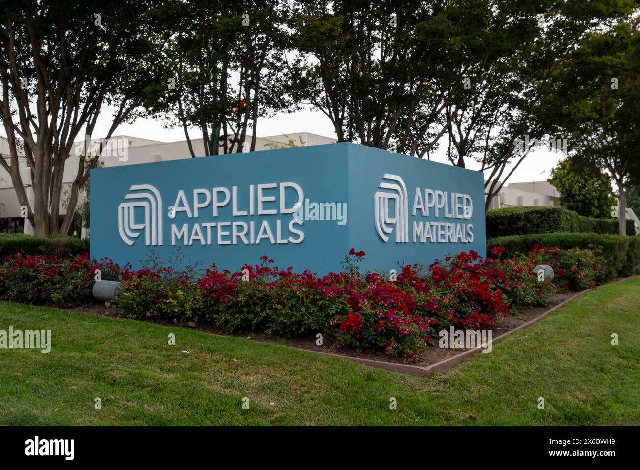 Applied Materials sign at the headquarters in Santa Clara, California ...