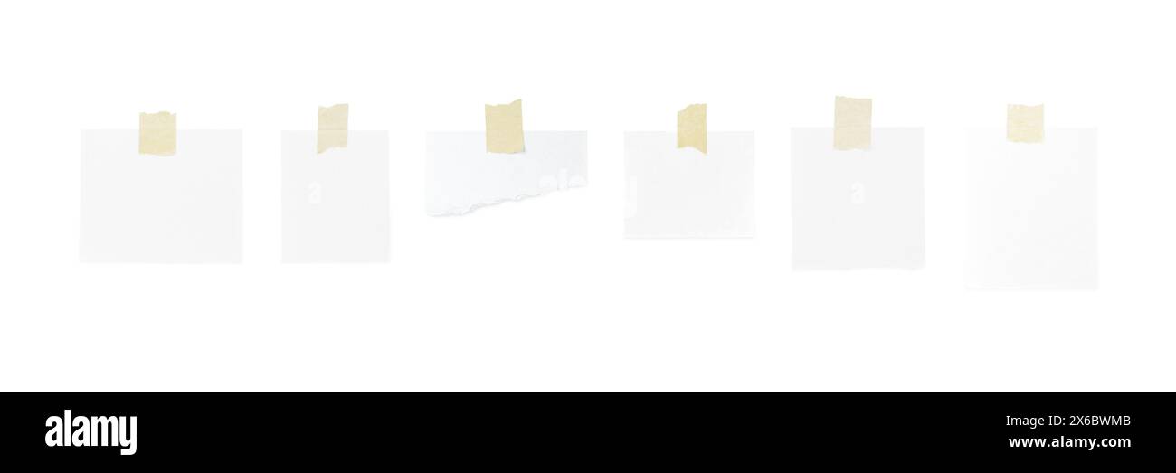 Note paper with adhesive tape. Blank torn piece of paper and notebook ...