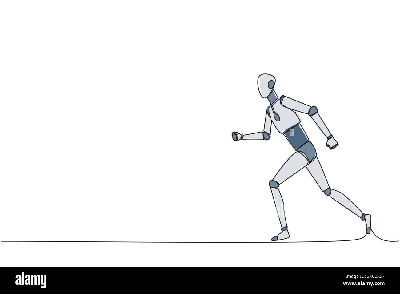 Single continuous line drawing smart robotic leisurely strolling. Habit ...
