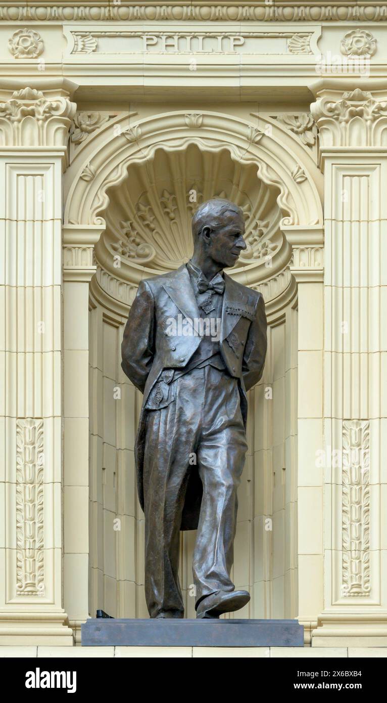 London, UK. Statue of Prince Philip, Duke of Edinburgh, on the southern ...