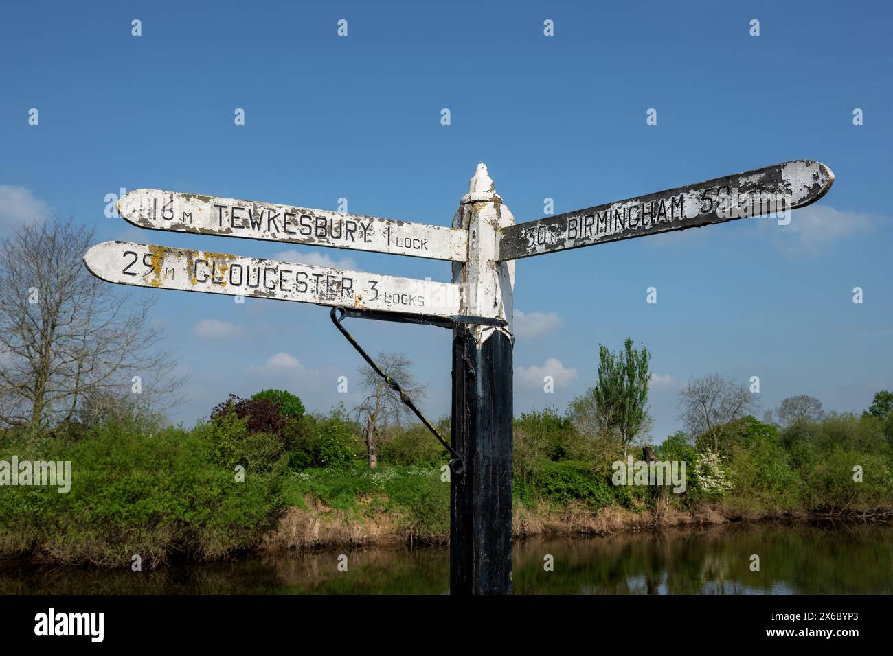 Signpost showing possible destinations from the point where the ...