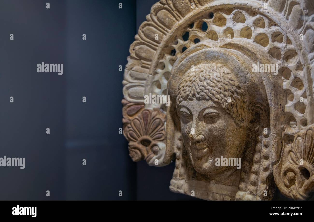 Etruscan Antefix : Female Head with Nimbus 1 Stock Photo - Alamy
