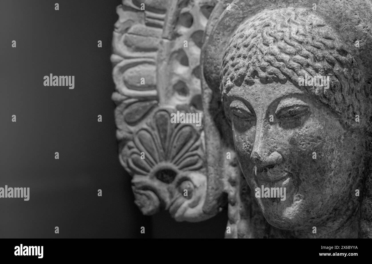 Etruscan Antefix : Female Head with Nimbus 2. (Close-up Stock Photo - Alamy