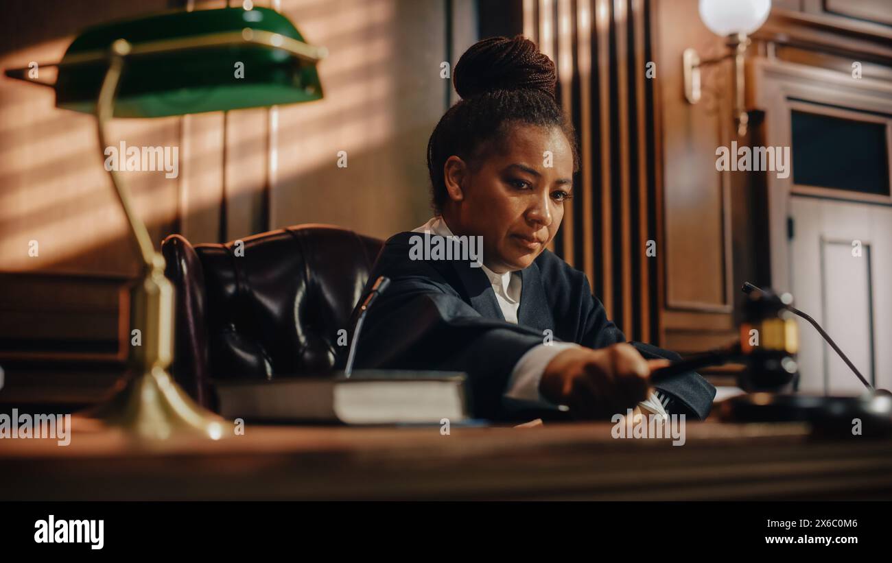 Court of Law Trial in Session: Portrait of Honorable Female Judge ...