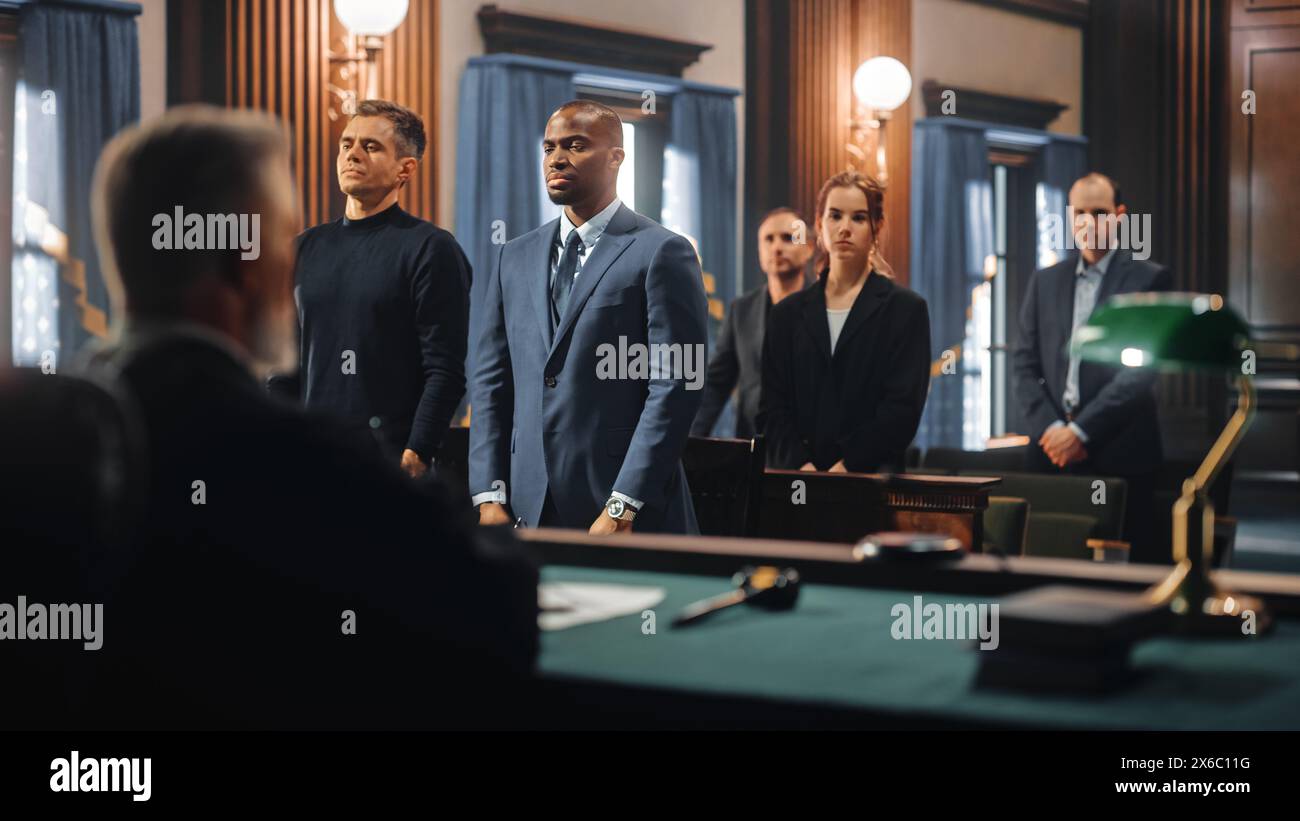 Cinematic Court of Law and Justice Trial: Honorable Male Judge Ruling ...