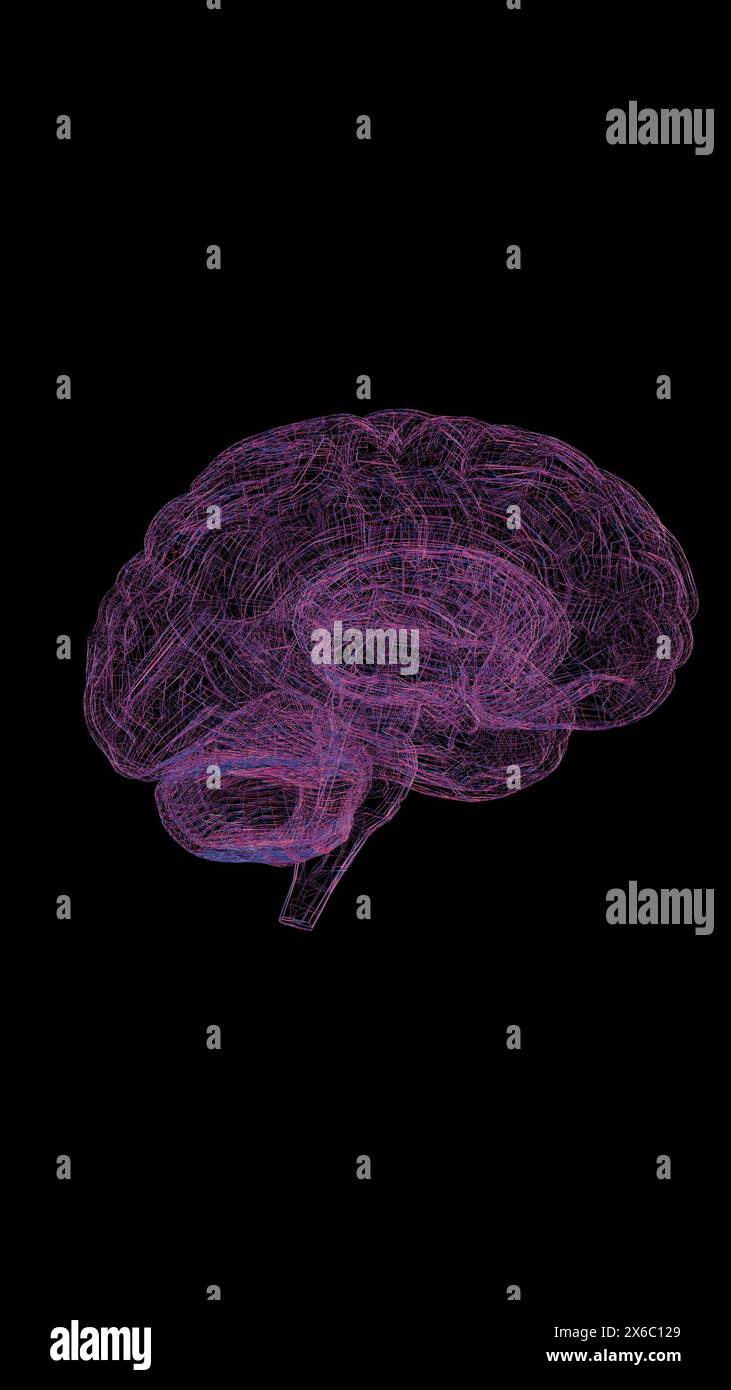 3D holographic brain with various colors and an intriguing image ...