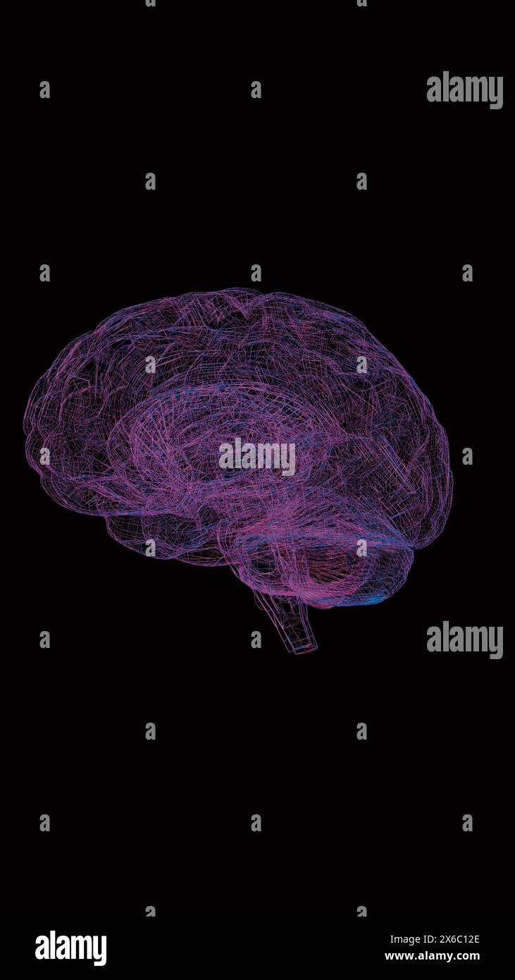 3D holographic brain with various colors and an intriguing image ...