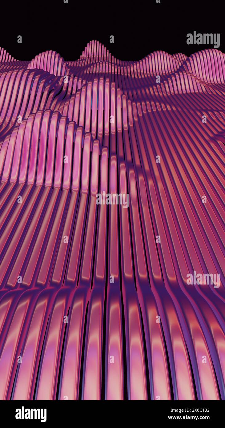 Waves of dynamic waveforms with effects, creating a visually rhythmic and harmonious composition ...