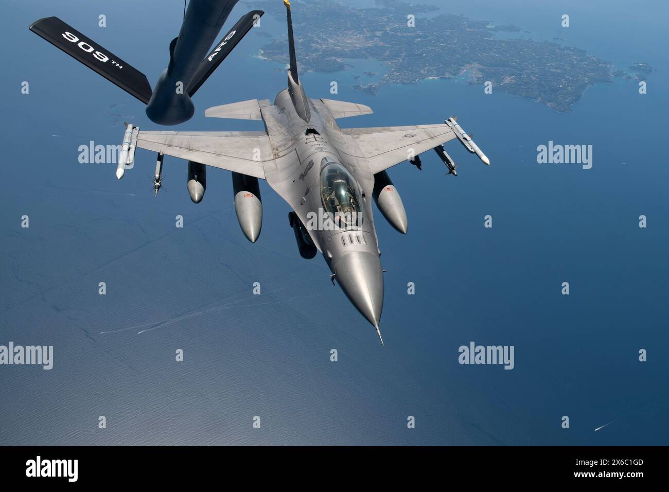 A U.S. Air Force F-16 Fighting Falcon assigned to the 13th Fighter ...