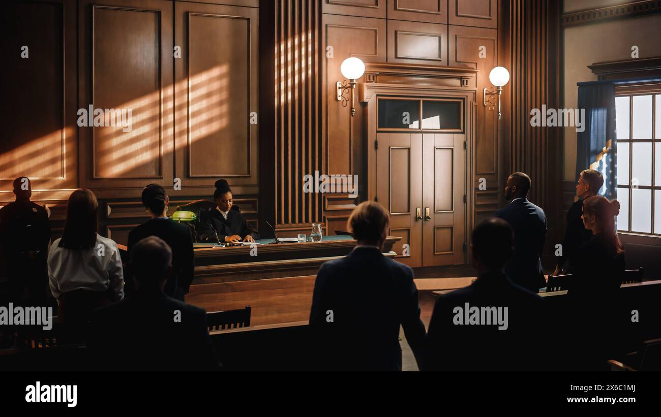 Court of Justice Trial: Impartial Judge is Sitting, Public Stands ...