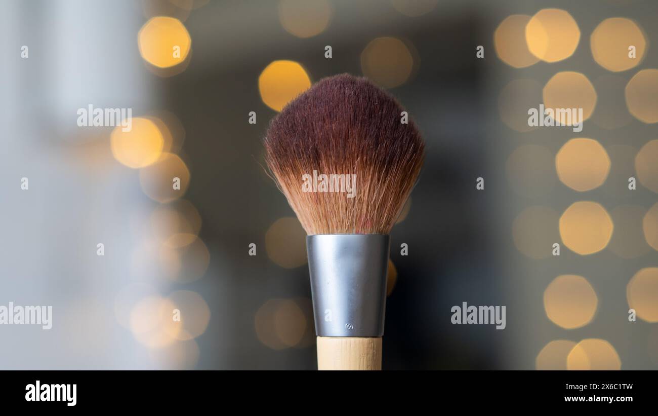Wooden organic makeup brushes on white backdrop. Eco-friendly ...