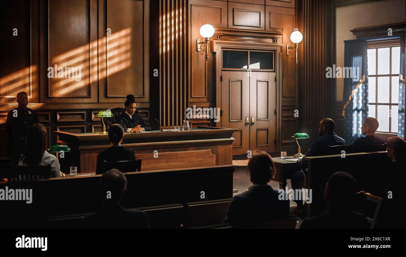 Court of Justice and Law Trial: Public is Sitting on Benches, Listening ...