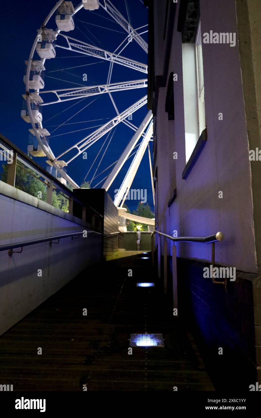 Vintage fairground in Harbourside area with a lot of restaurants, bars ...